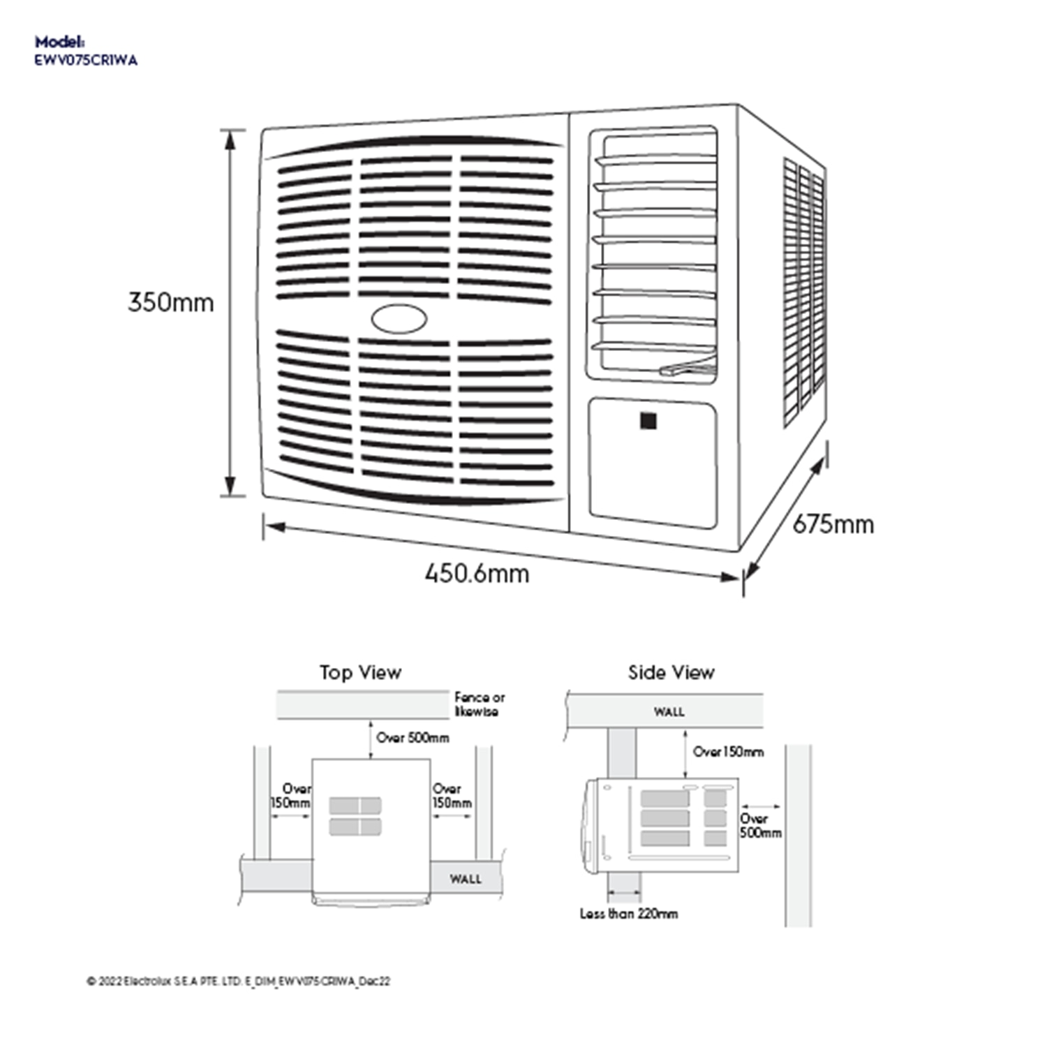 3/4 HP UltimateHome 300 R32 Inverter window mounted air conditioner (10 ...